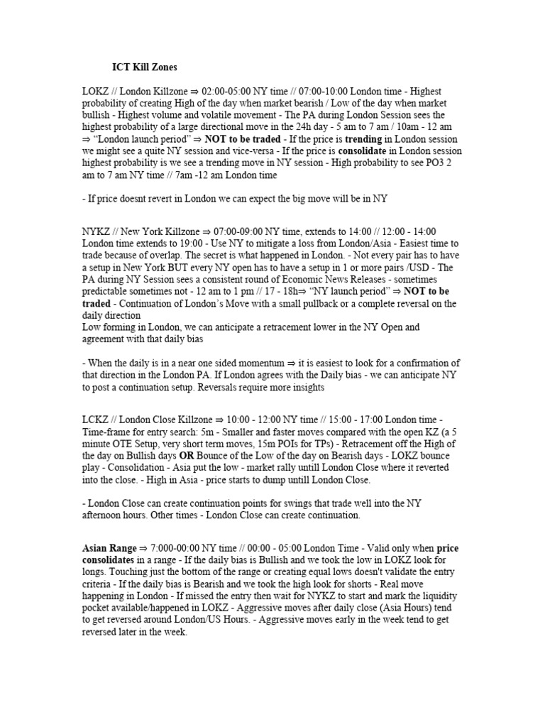 ICT Kill Zones | PDF | Market Trend | Business