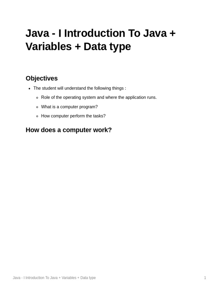 Java - I Introduction To Java Variables Data Type 604385 | PDF | Data ... Java - I Introduction To Java Variables Data Type 604385 | PDF | Data ...