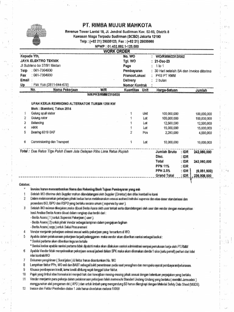 Wo RMM 23122 002 Service Alternator Turbin Jaya Elektro | PDF