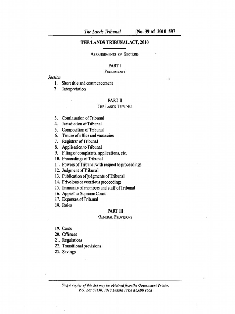 The Lands Tribunal Act 2010A | PDF