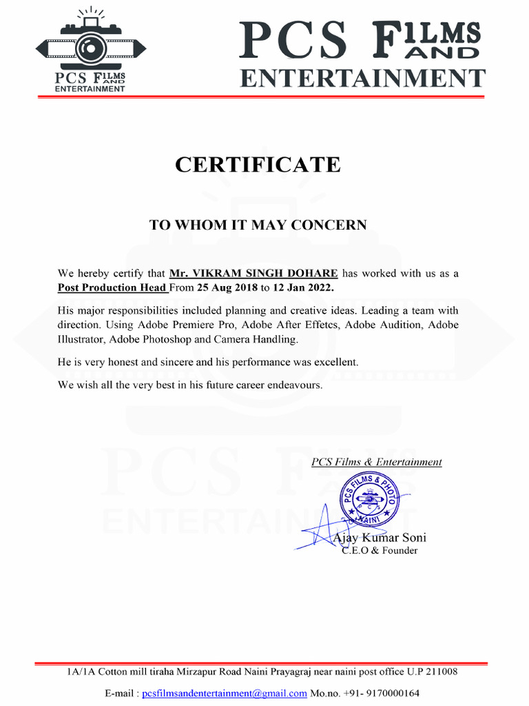 experience letter 2 | PDF