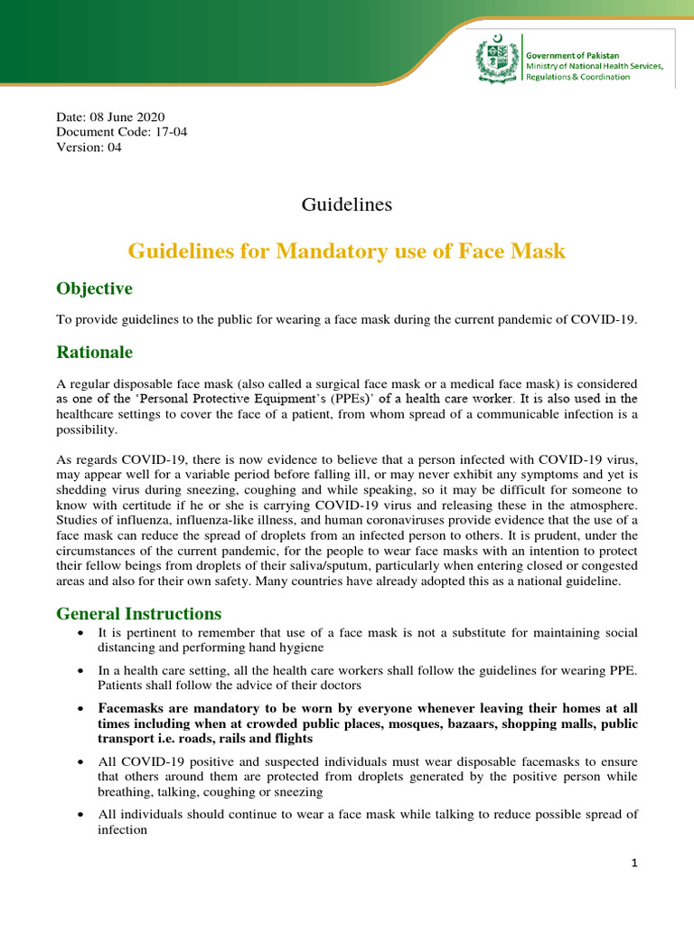 08june2020 2020608 Guidelines For Mandatory Use of Face Mask 1704 | PDF ...