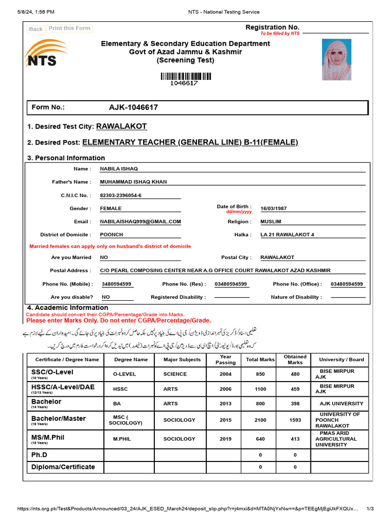 Nabila Ishaq NTS | PDF | Fee | Payments