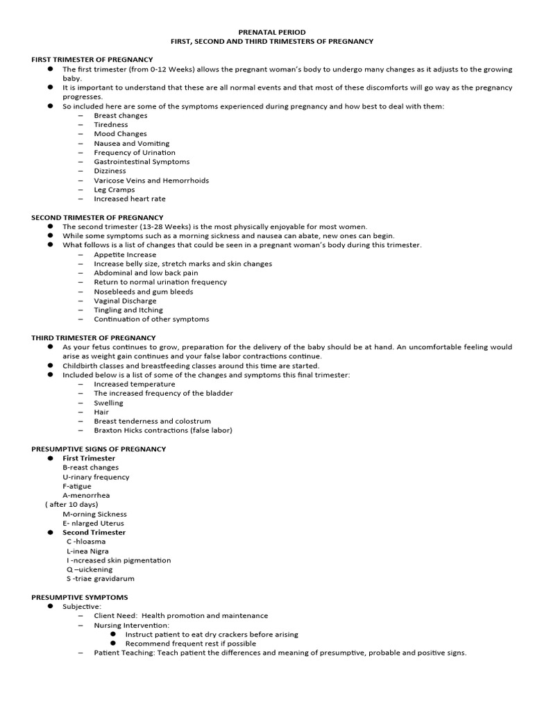 Handouts Intra To Postpartal | PDF | Childbirth | Pregnancy