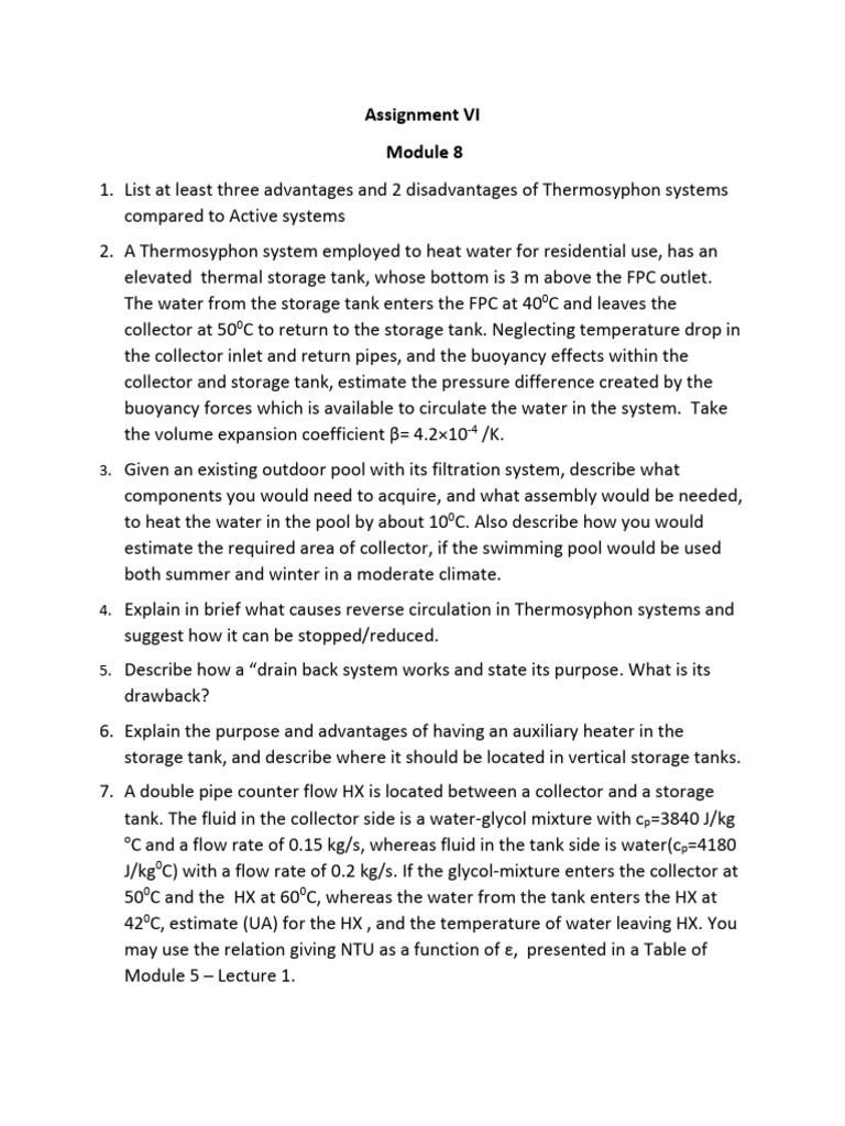 Assignment VI | PDF | Water | Chemical Engineering