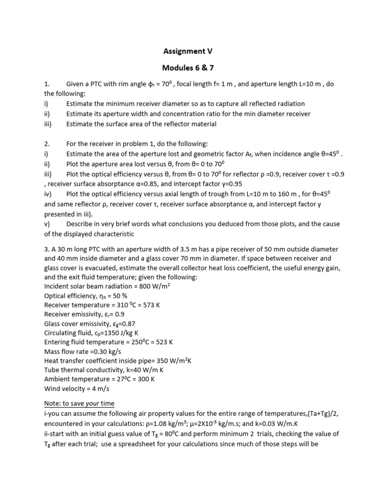 Assignment V | PDF | Heat Transfer | Optics