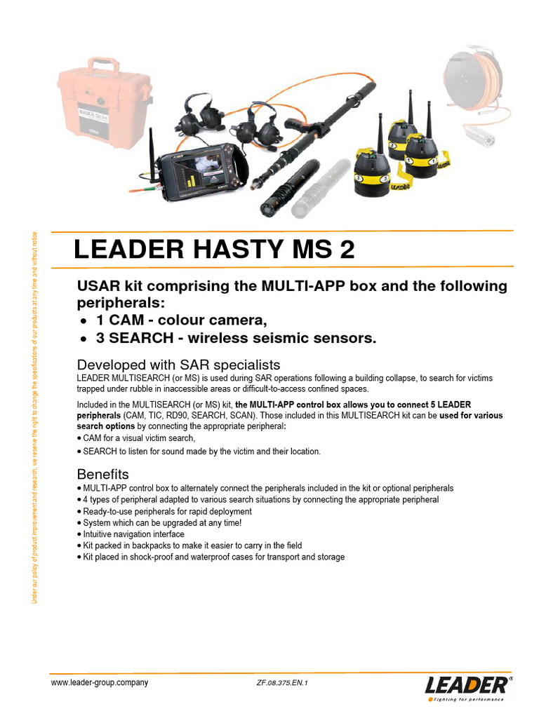 LEADER HASTY MS 2 SAR Kit Overview | PDF | Battery Charger | Camera