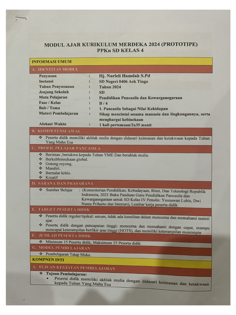 Modul Ajar Semester Ganjil | PDF