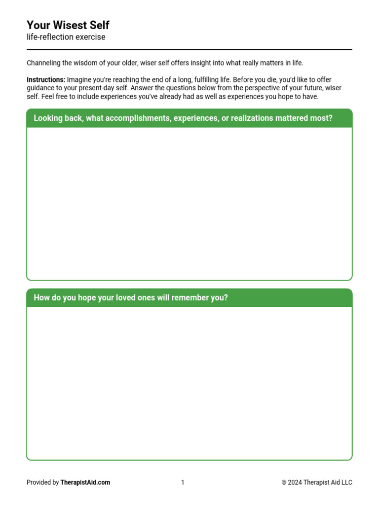 Life Reflection Exercise Guide | PDF