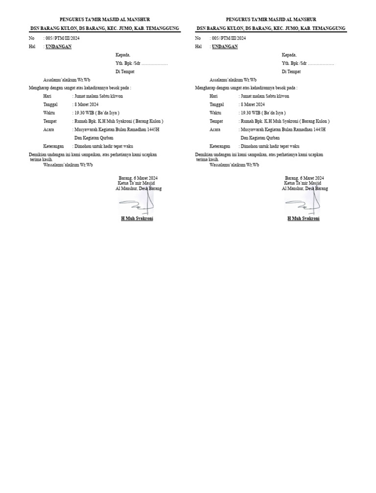 Undangan Lek Hani Feb | PDF