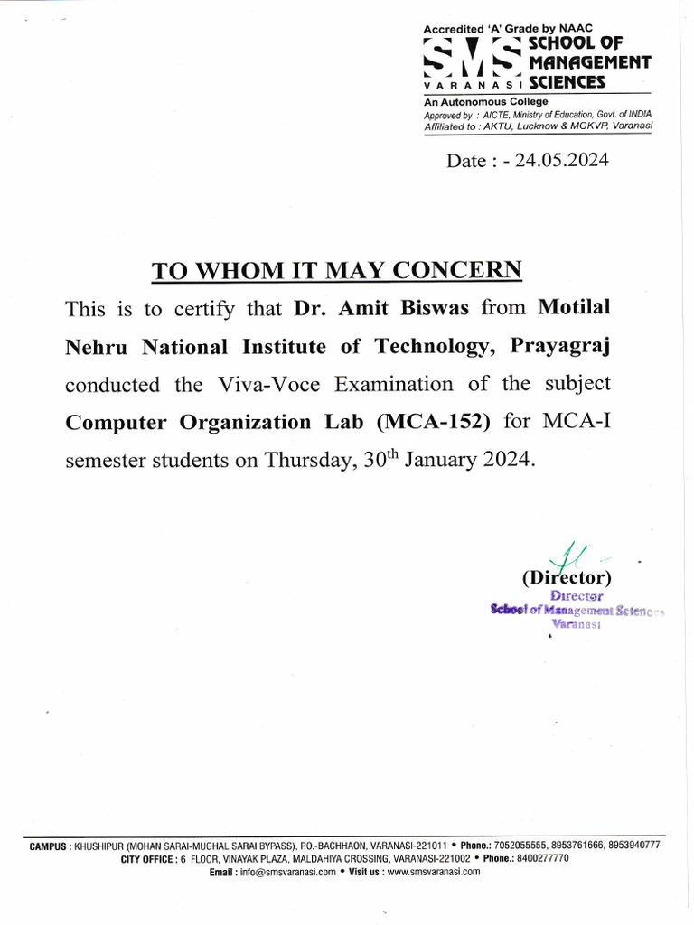 Viva - Voce Letter - MCA | PDF | Career And Technical Education | Higher Education