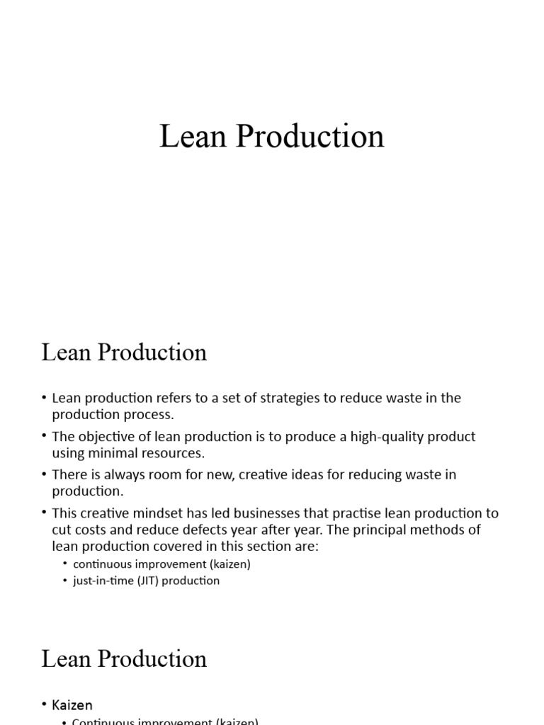 Business Management - Lean Production and Quality 2 | PDF | Lean ...
