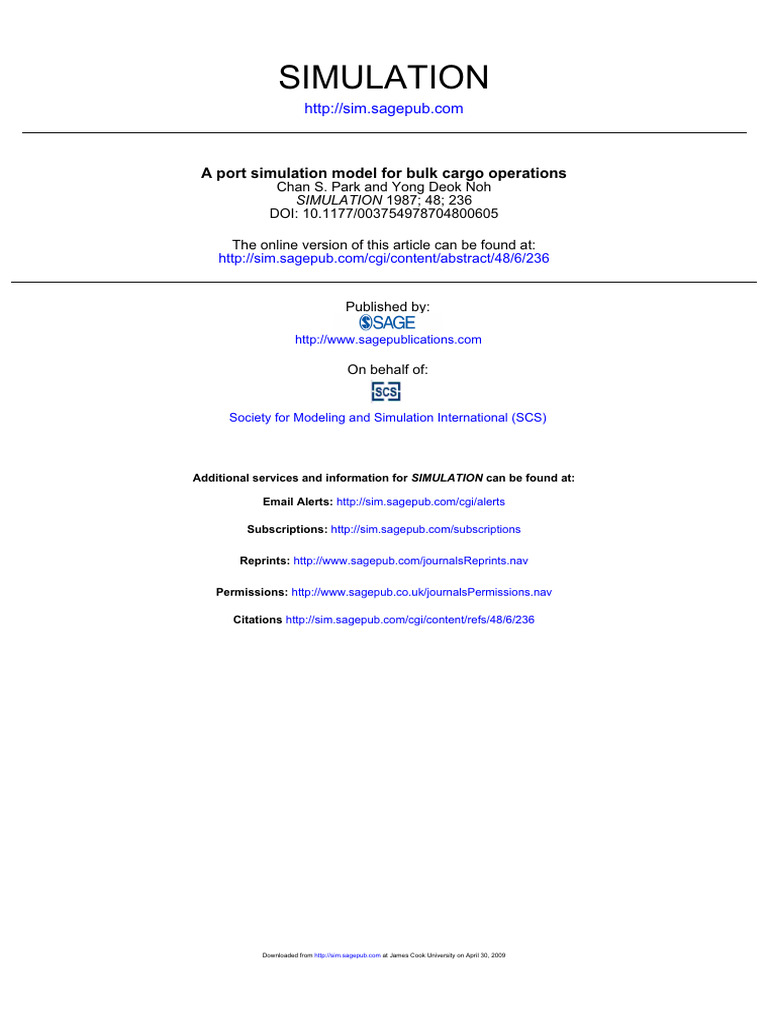 A Port Simulation Model For Bulk Cargo Operations | PDF | Simulation | Tonnage