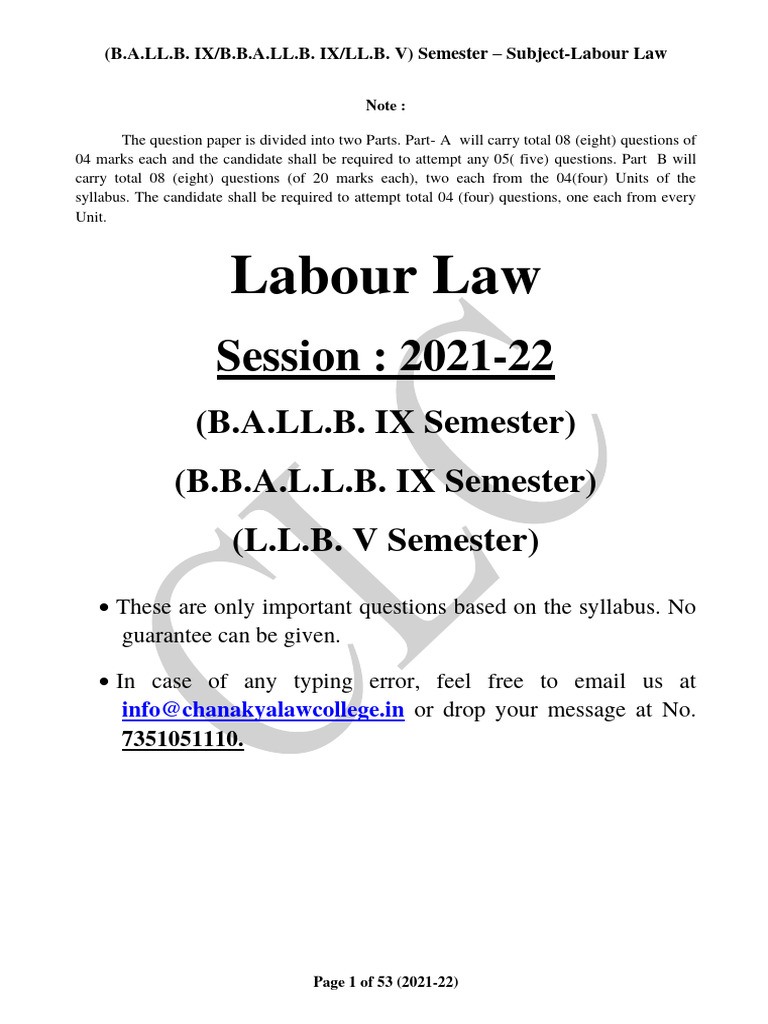 Labour Law (English) 2021 | PDF | Strike Action | Lockout (Industry)