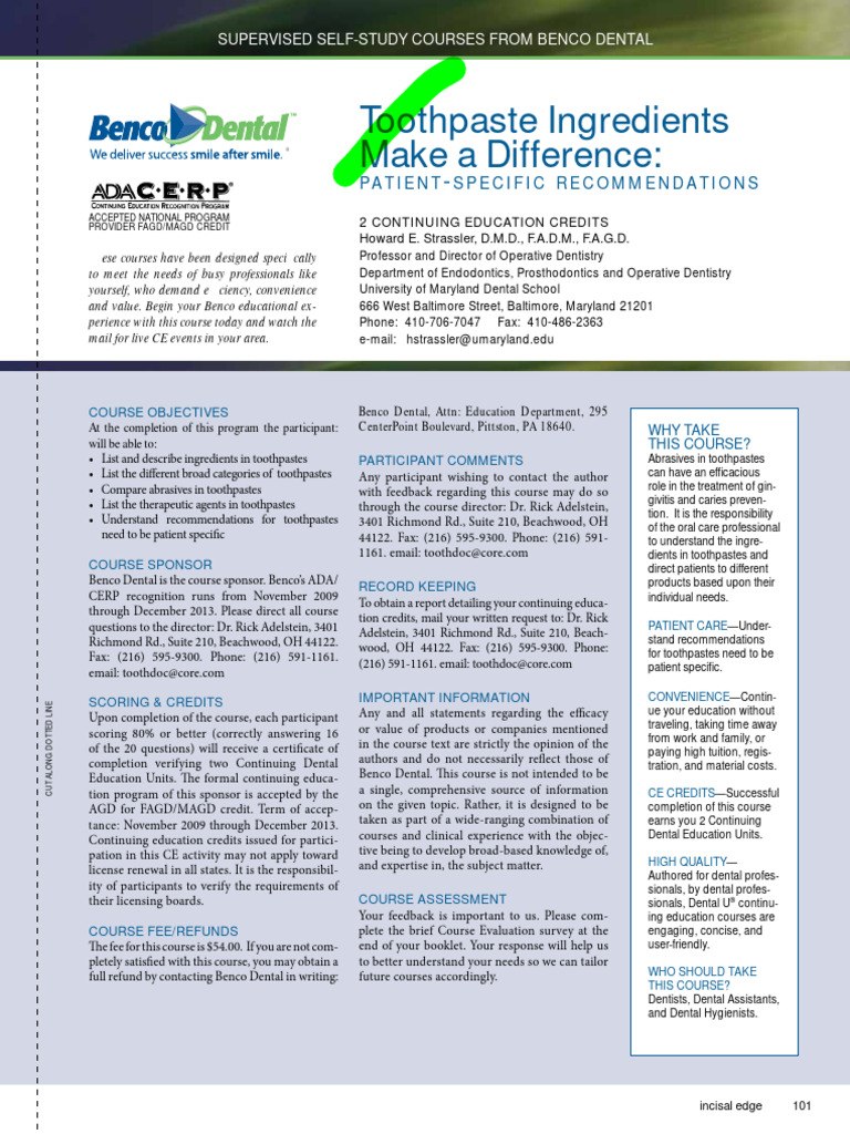 2.C 3-Toothpaste Ingredients | Download Free PDF | Human Tooth | Tooth ...