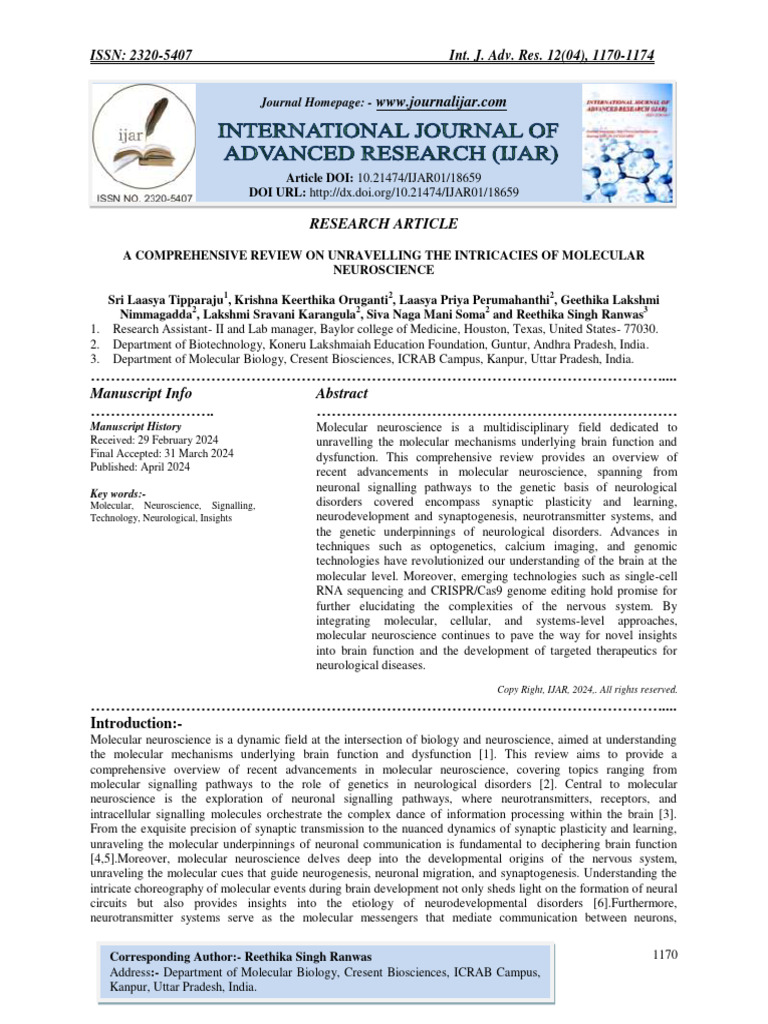 A Comprehensive Review On Unravelling The Intricacies of Molecular ...