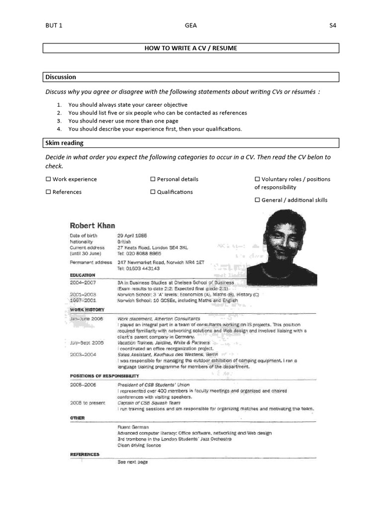 How To Write A CV | Download Free PDF | Learning | Cognitive Science