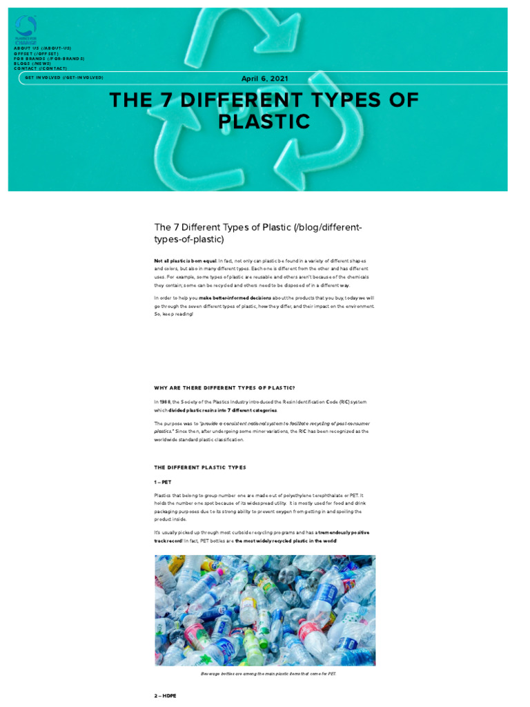 The 7 Different Types of Plastic_br__ _ Plastics For Change | PDF ...