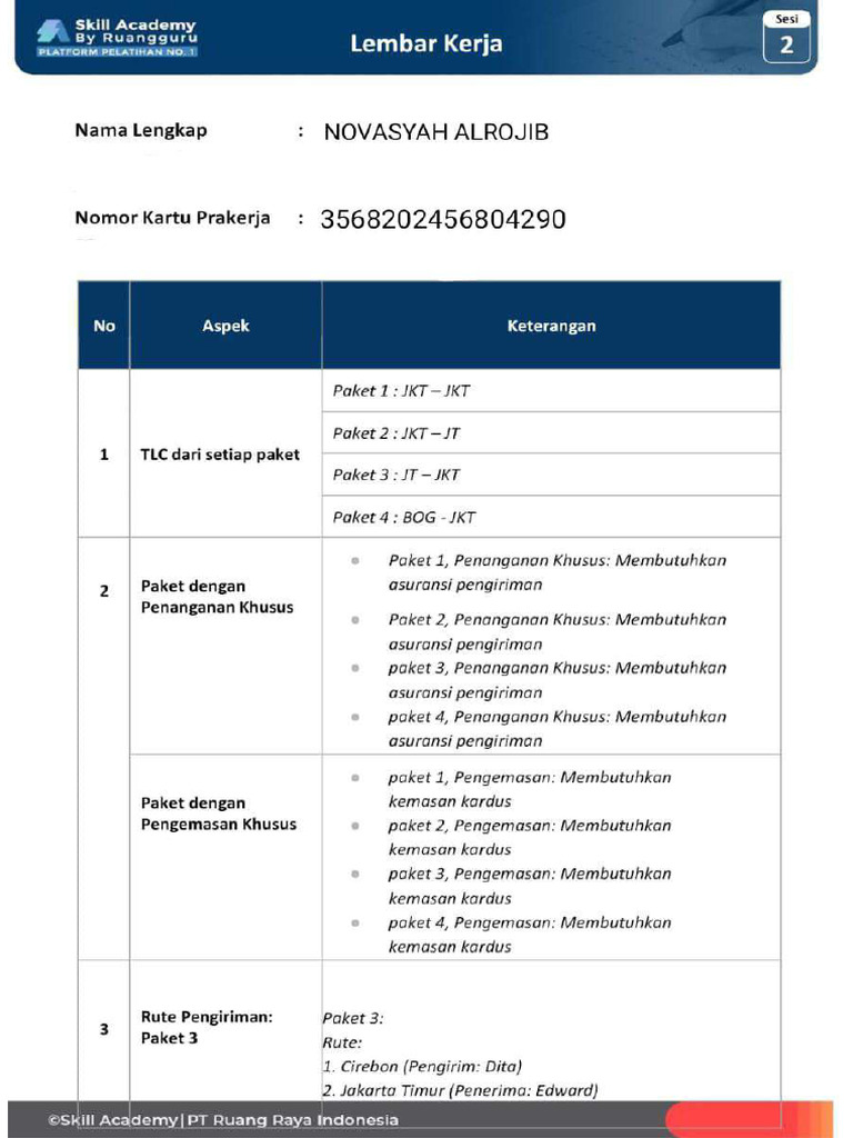TPM 1 Menentukann Kode Resi, Jenis & Rute (Novasyah Alrojib) | PDF