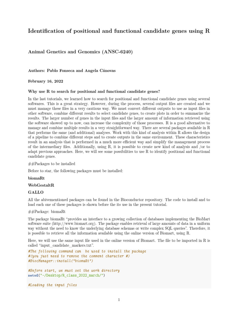 R Tutorial For Identification of Positional and Functional Candidate Genes Using R | PDF ...