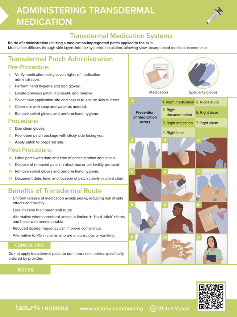 Transdermal Patch Administration Guide | PDF | Pharmaceutical Sciences ...