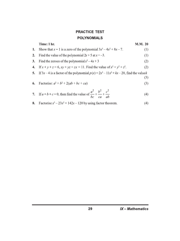 Maths Polynomials Pdf 3246