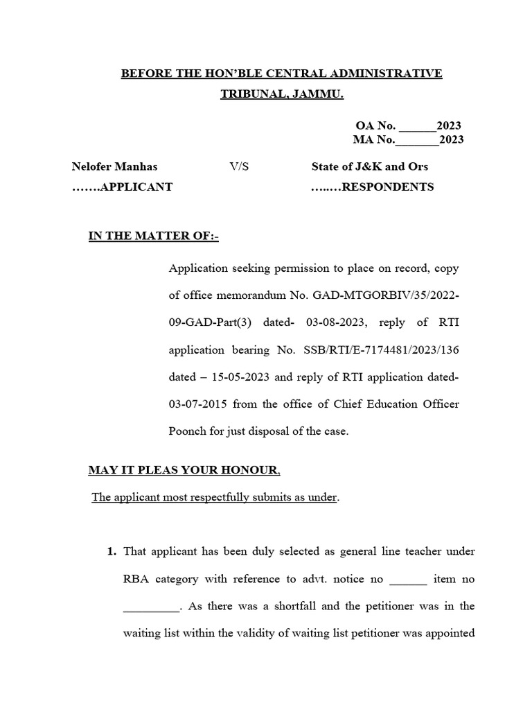 Cat Ramzan Ul Haq Application Pdf Courts Justice