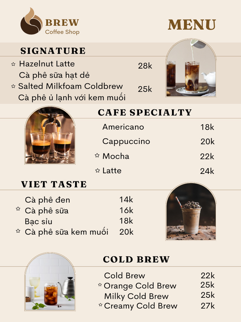 BREW Coffee Shop Menu | PDF