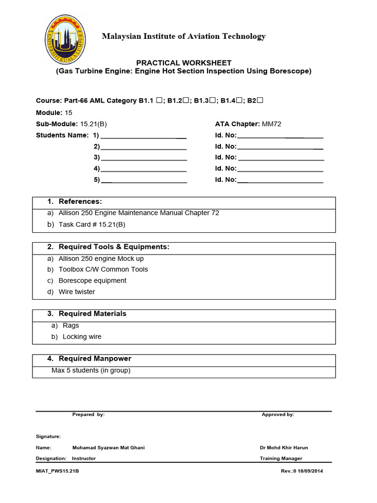 p15.21b - Gte - Engine Hot Section Inspection Using Borescope | PDF