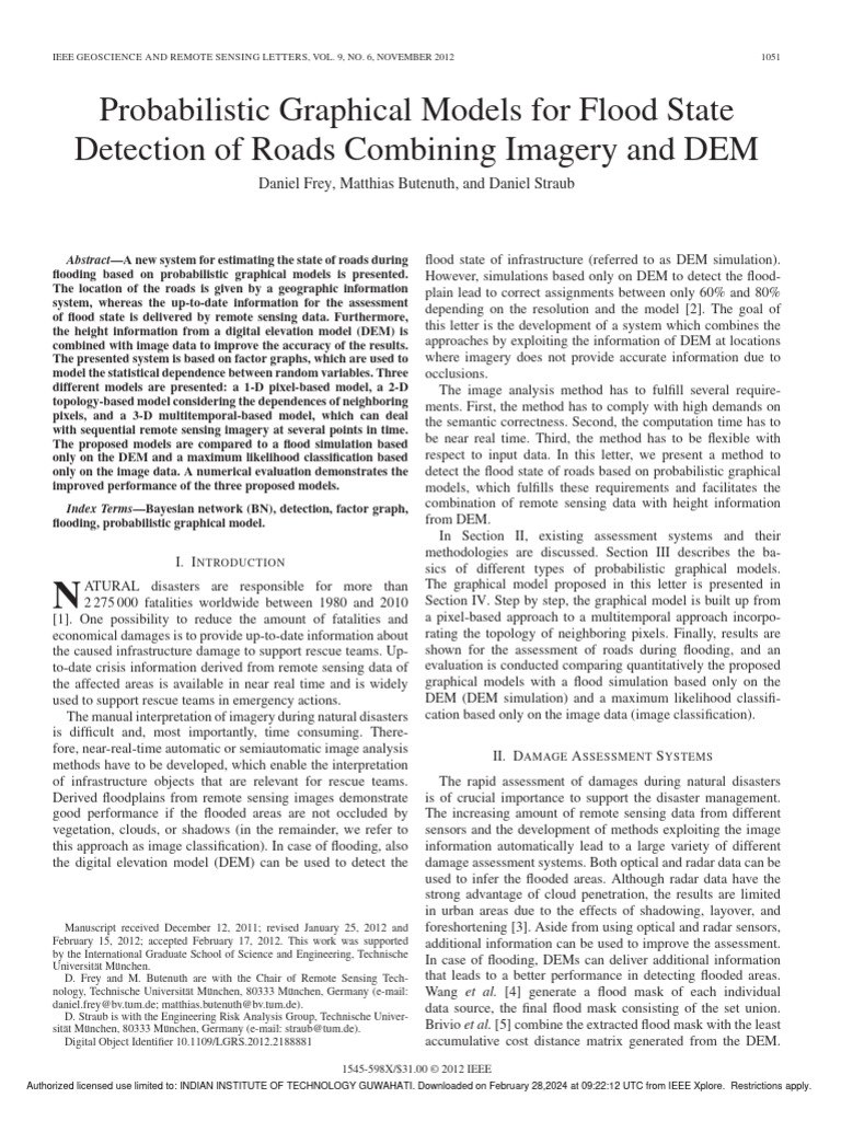 Probabilistic Graphical Models For Flood State Detection of Roads ...