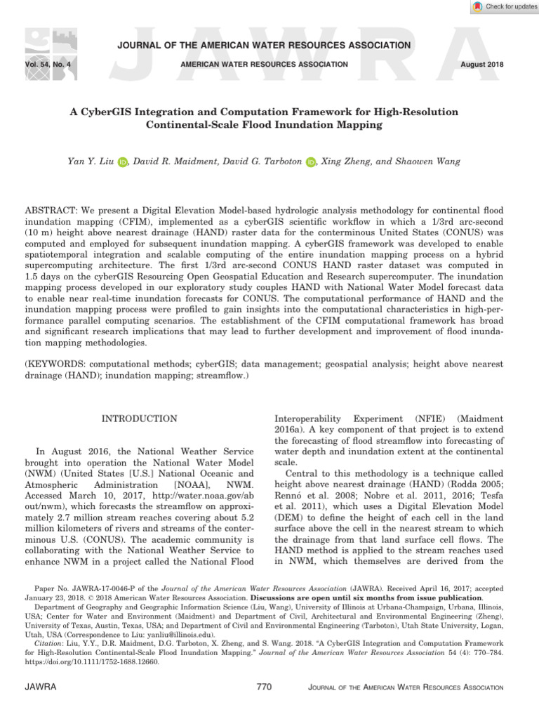 J American Water Resour Assoc - 2018 - Liu - A CyberGIS Integration and Computation Framework ...