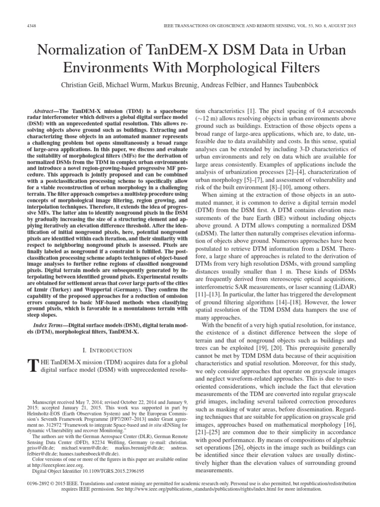 Normalization of TanDEM-X DSM Data in Urban Environments With ...