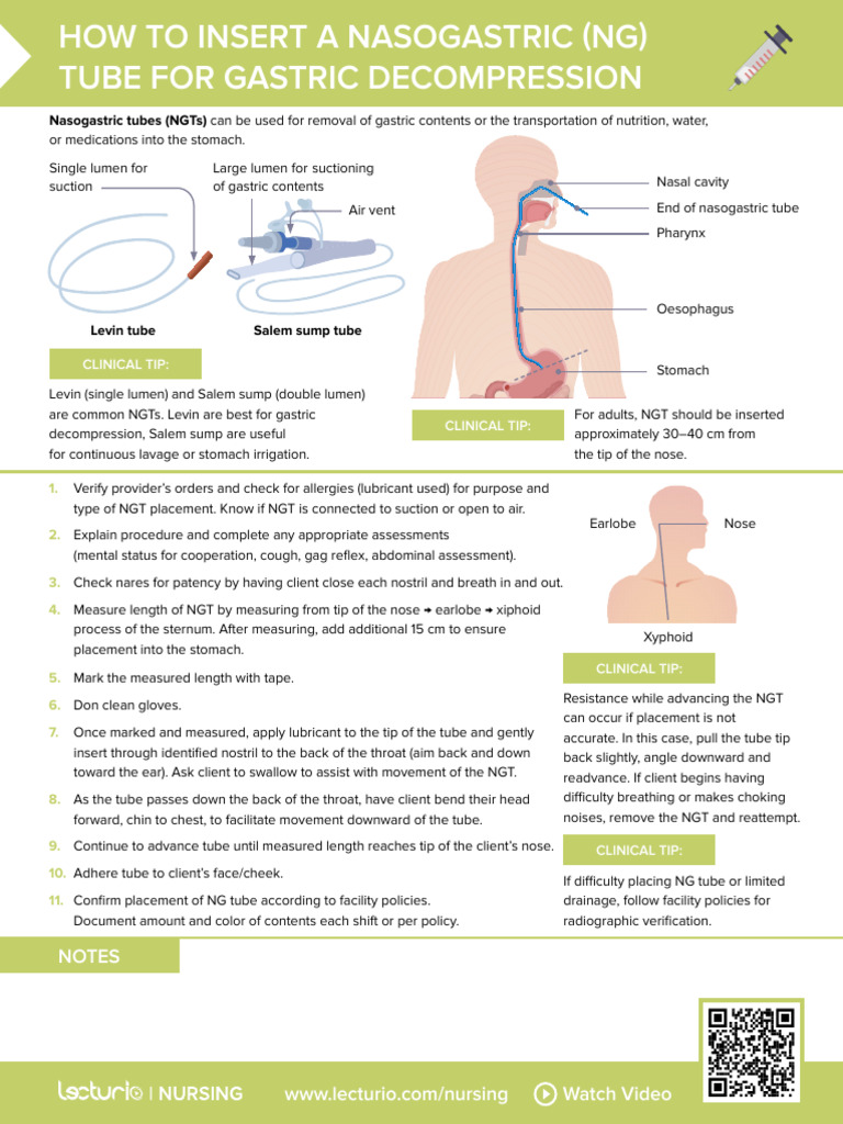 Nursing CS How To Insert A NasogastricNG Tube For Gastric Decompression ...