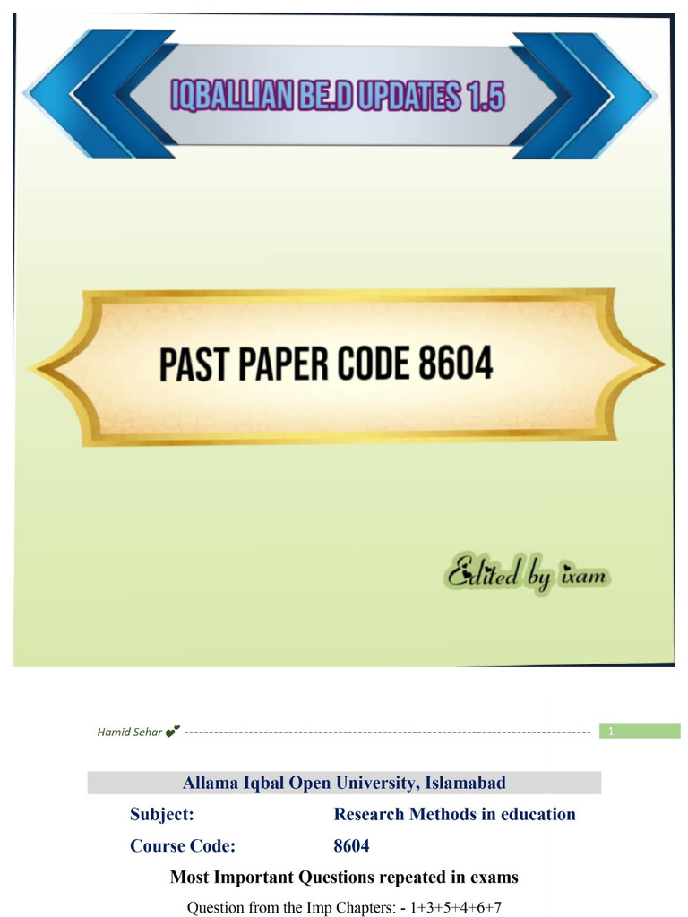 PastPapersQuestions (8604) | PDF