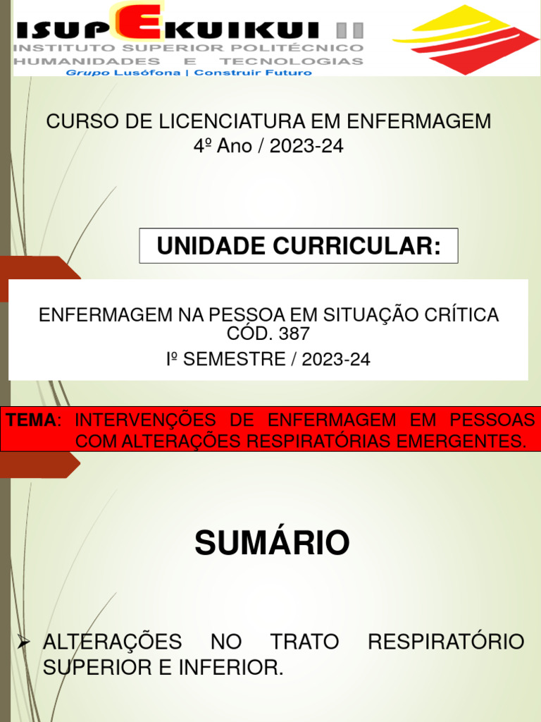 Aula Nº 3 ISUPE 2023-24 | PDF | Enfermagem | Medicina Clínica