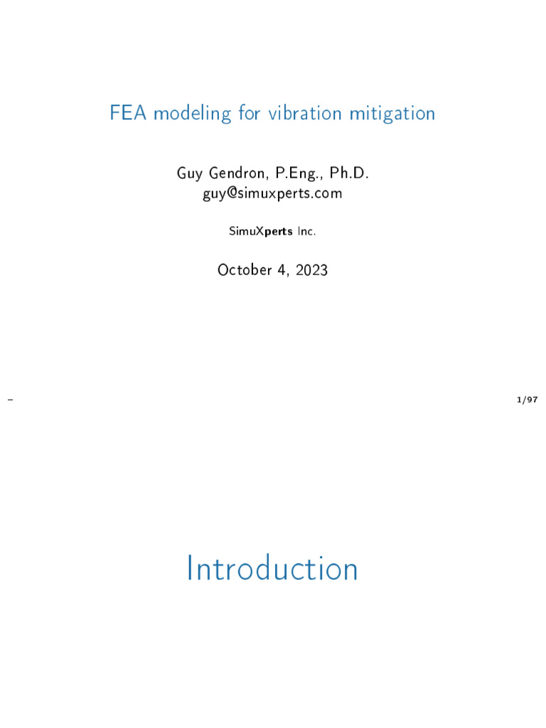 FEA modeling for vibration mitigation - Webinar #2 | PDF | Classical Mechanics | Physical Phenomena