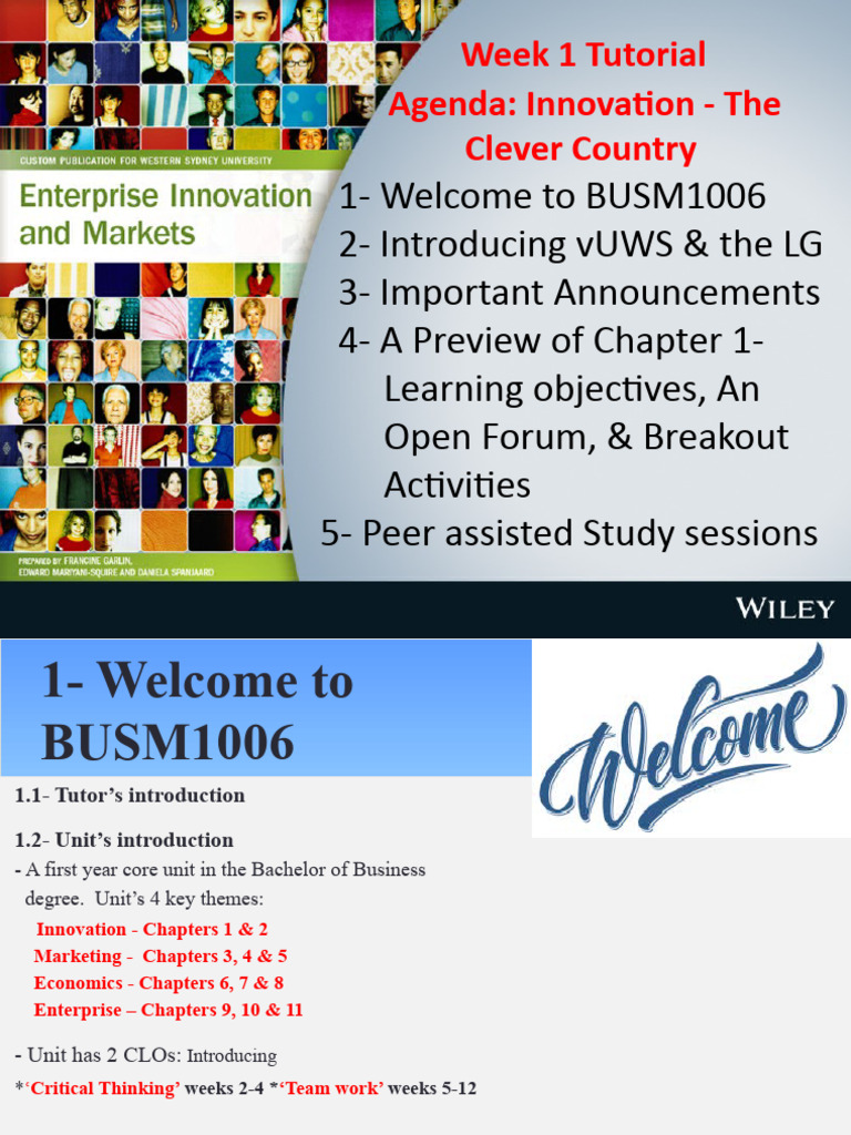 EIM Tutorial Agenda - Week 1 - 5th Edition | PDF | Innovation | Libraries