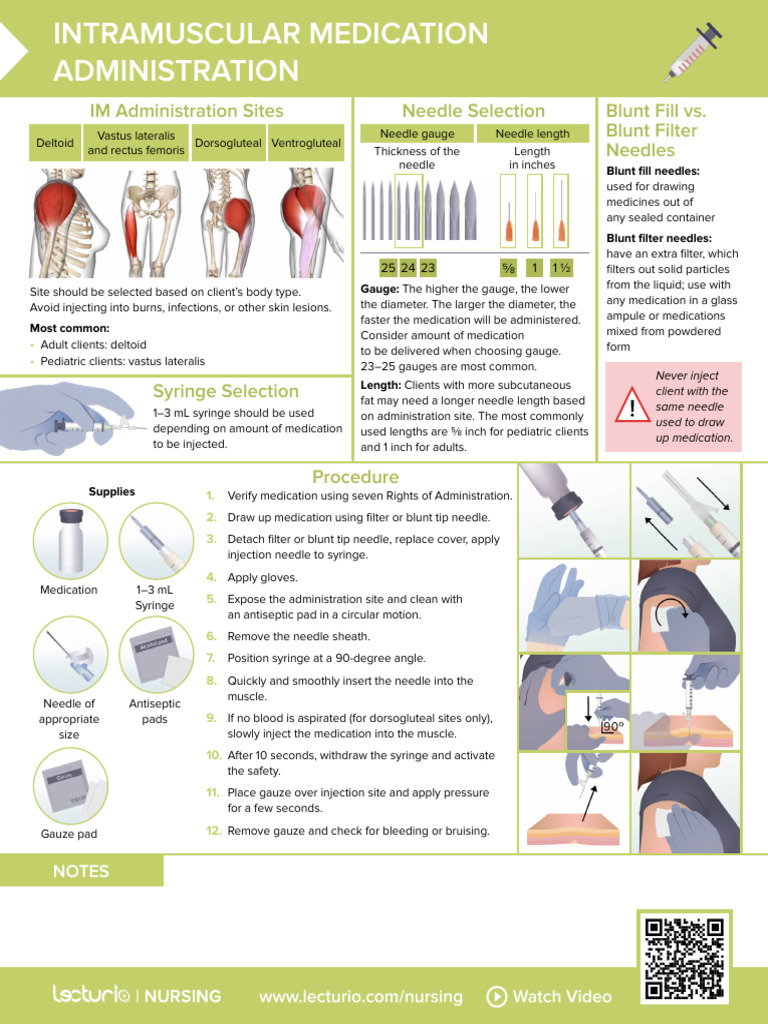 Intramuscular Medication Administration Guide | PDF | Medical ...