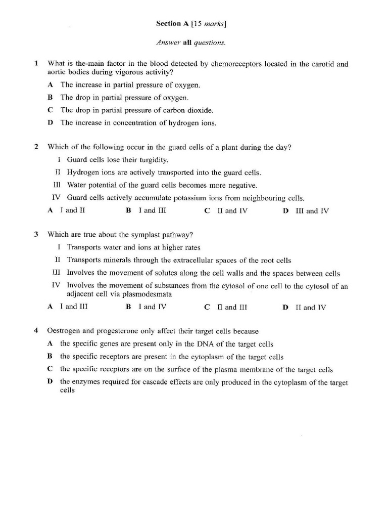 2019 sem 2 biology actual question | PDF