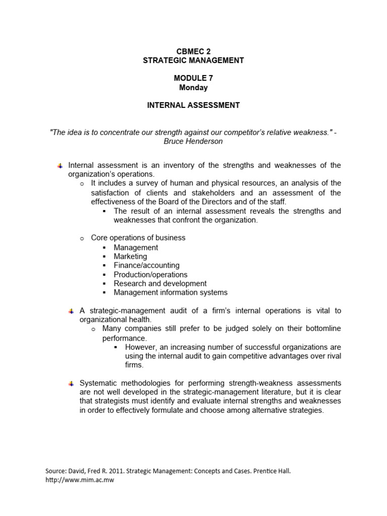 14 CBMEC 2 - Internal Assessment (Mod 7 MON) | PDF | Swot Analysis | Strategic Management
