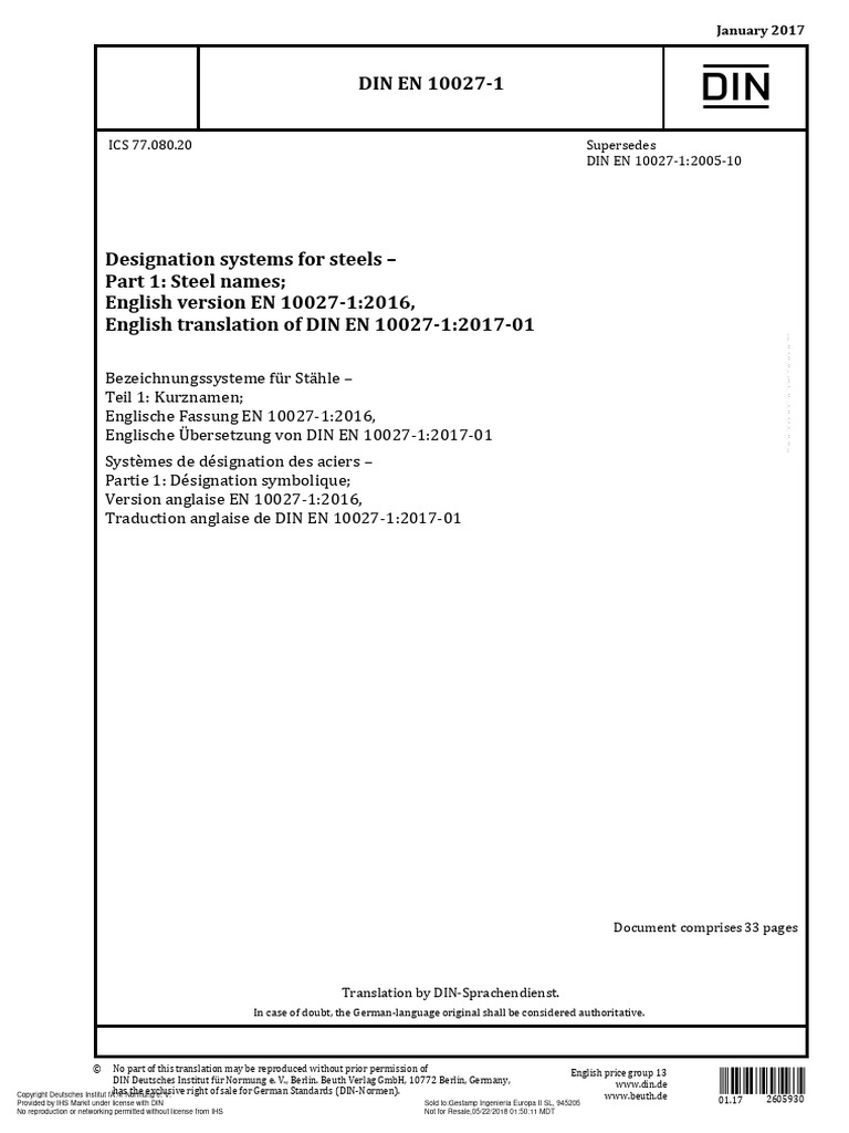 DIN EN 10027-1 - (2017-01) - (Designation System For Steels-Steel Names ...
