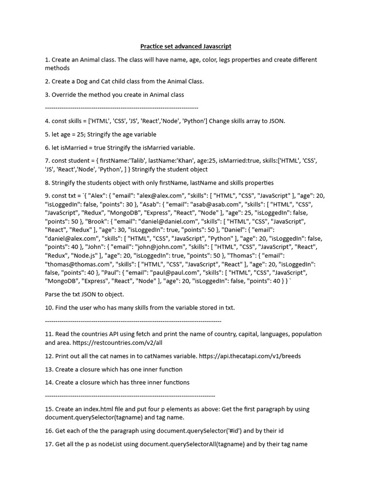 Practice Set Advjs | PDF | Java Script | Computer Programming