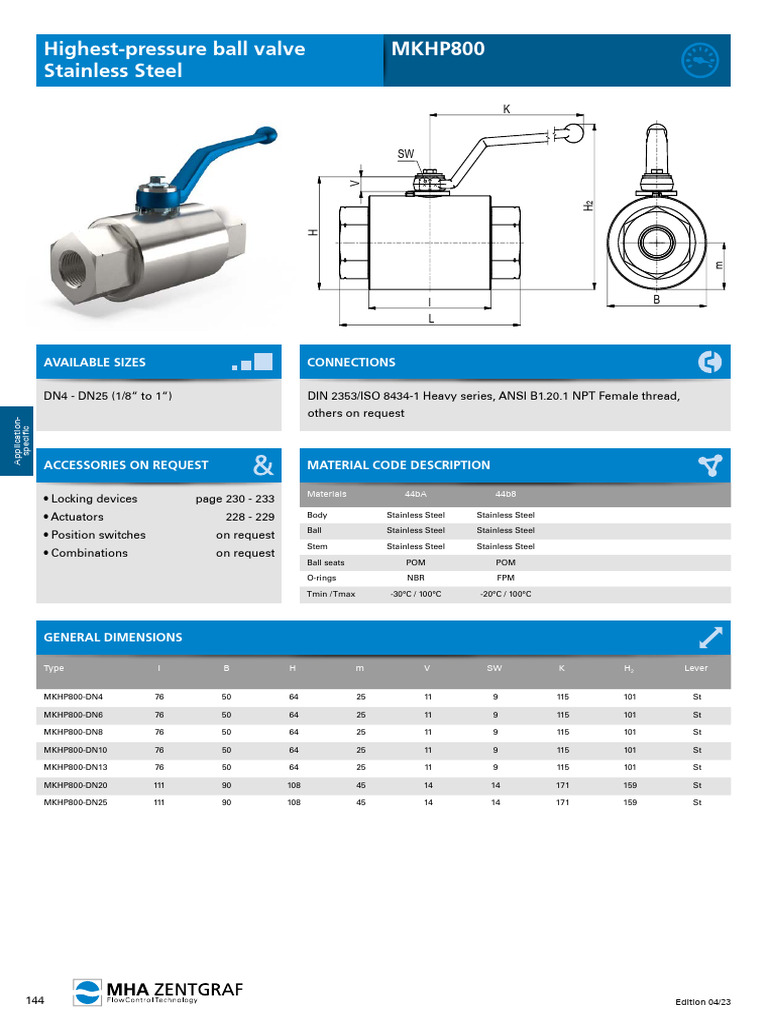 MHA 142: MKHP800 Ball Valves Overview | PDF | Valve | Plumbing