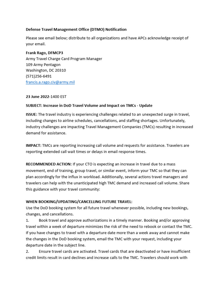 DTMO Notice 2022 | PDF | Airlines