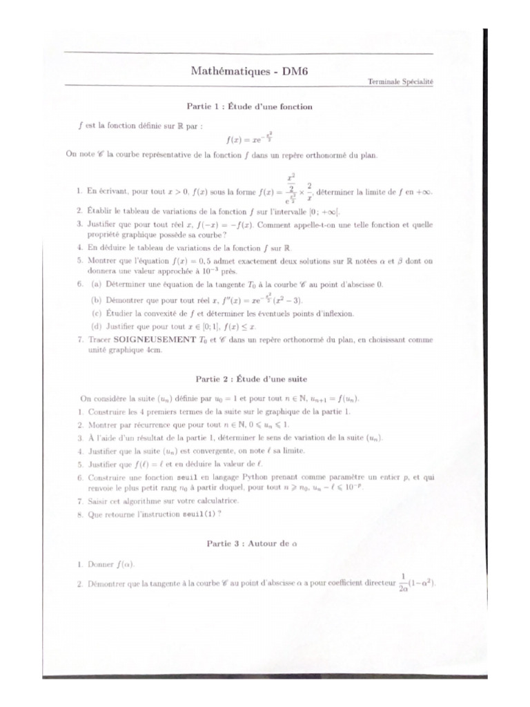 Mathématiques - DM6 | PDF