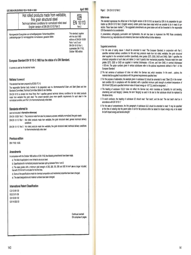 DIN EN 10113-2 - (1993-04) - (HR From Weldable-Fine Grain Structural Steel-Normalized Rolled ...