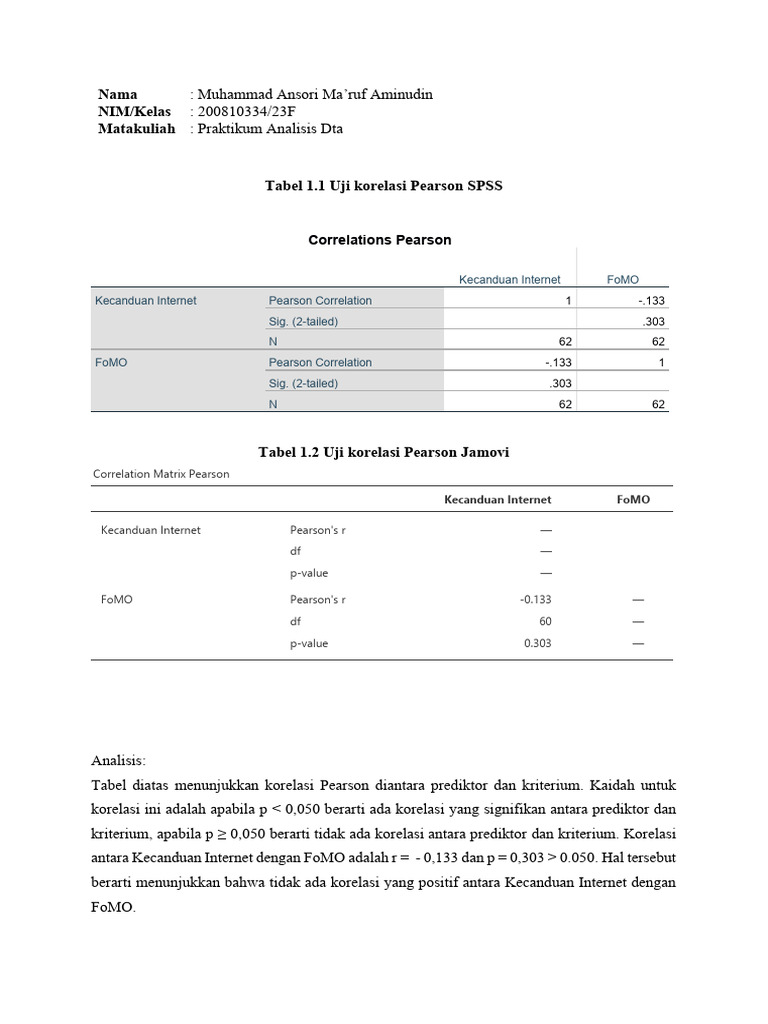 Korelasi Pearson Dan Spearman - Hasil | PDF