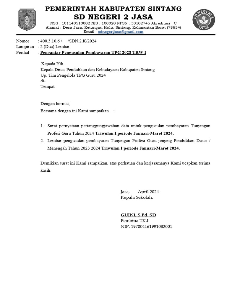 SPTJM Sertifikasi Tw1 2024 | PDF