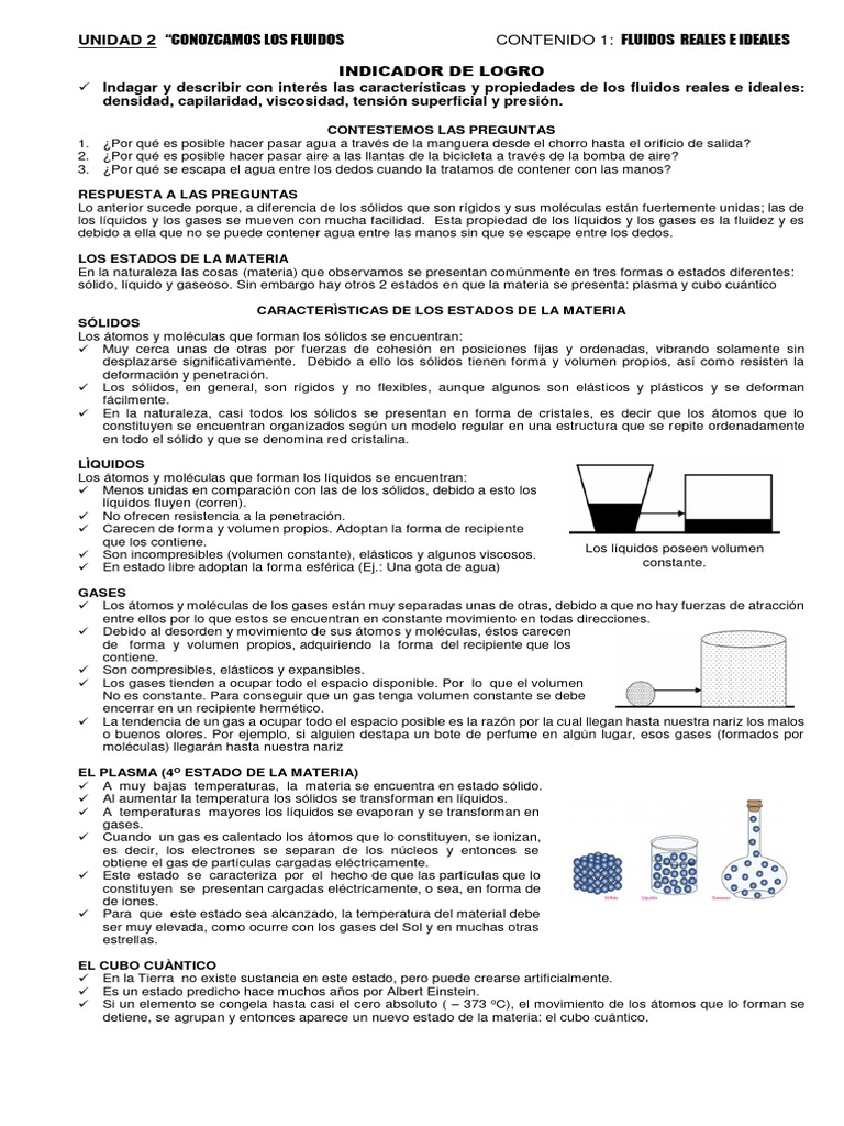 2024 GUIÓN UNIDAD 2-1 | Descargar gratis PDF | Mecánica de fluidos | Gases