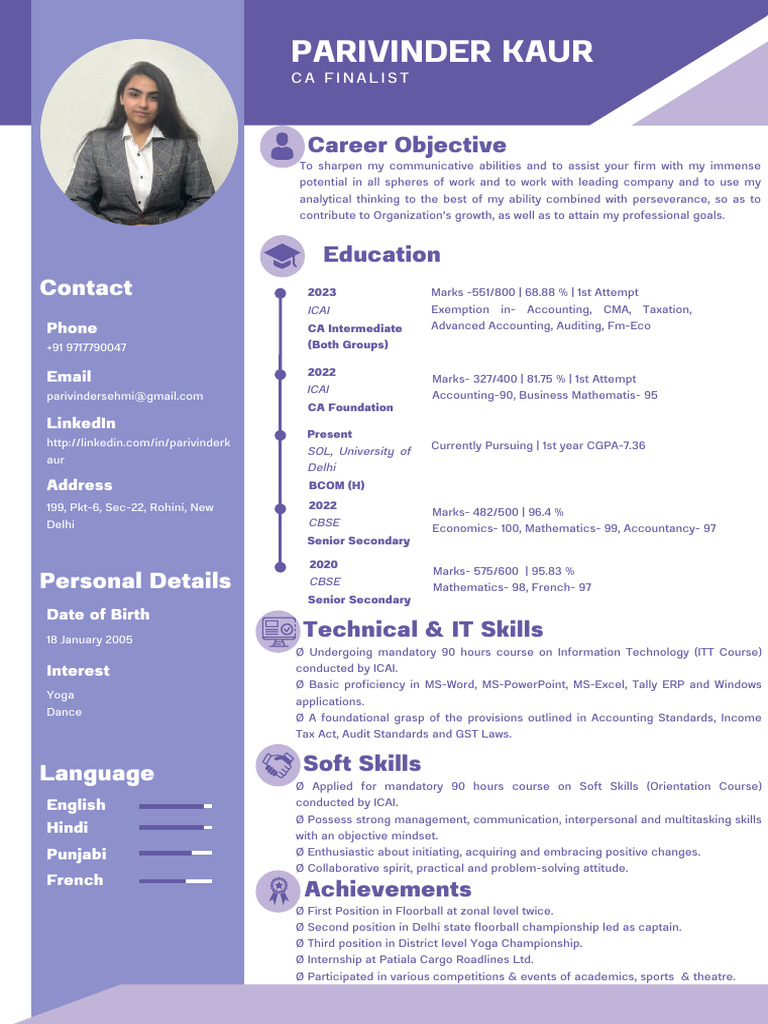 CA Finalist with Strong Academic and Soft Skills | PDF | Accounting